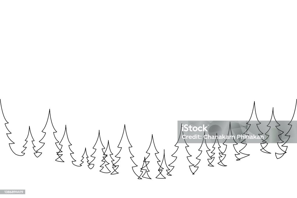 Dessin Au Trait Continu De Larbre De Noël Vecteurs Libres De Droits Et