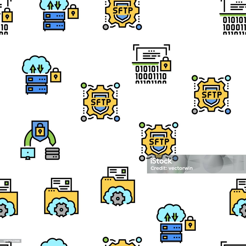 Ssh Sftp File Transfer Protocol Icons Set Vector Stock Illustration ... Ssh Sftp File Transfer Protocol Icons Set Vector Stock Illustration ...