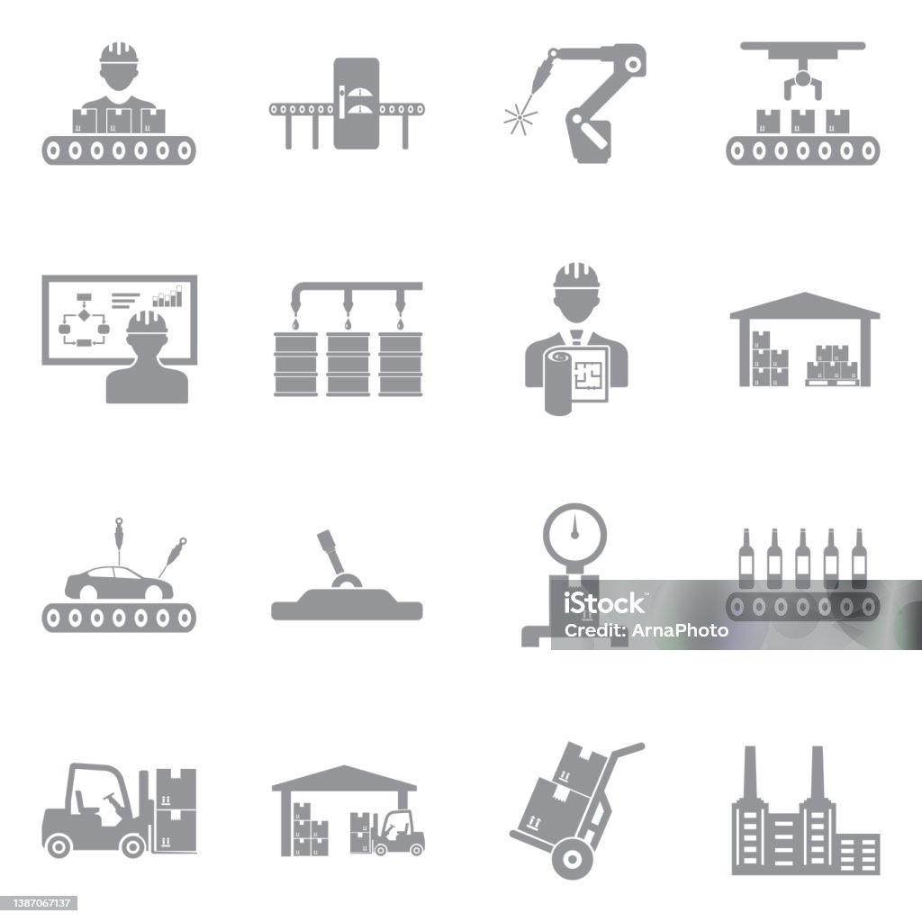 Production Line Icons Gray Flat Design Vector Illustration Stock ... Production Line Icons Gray Flat Design Vector Illustration Stock ...