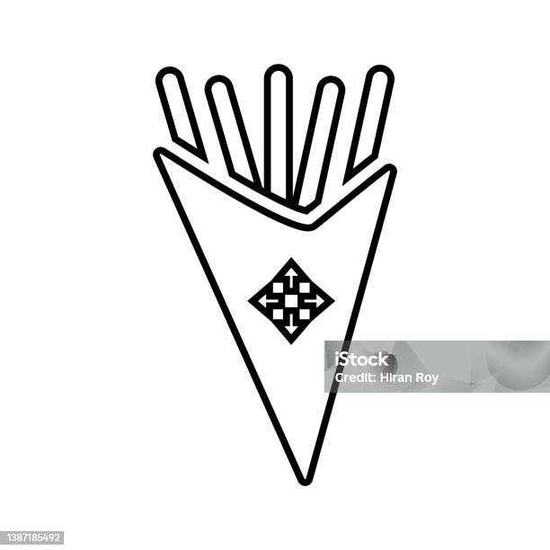 Graisse Frites Icône De Contour De Friture Vecteur Dart Au Trait