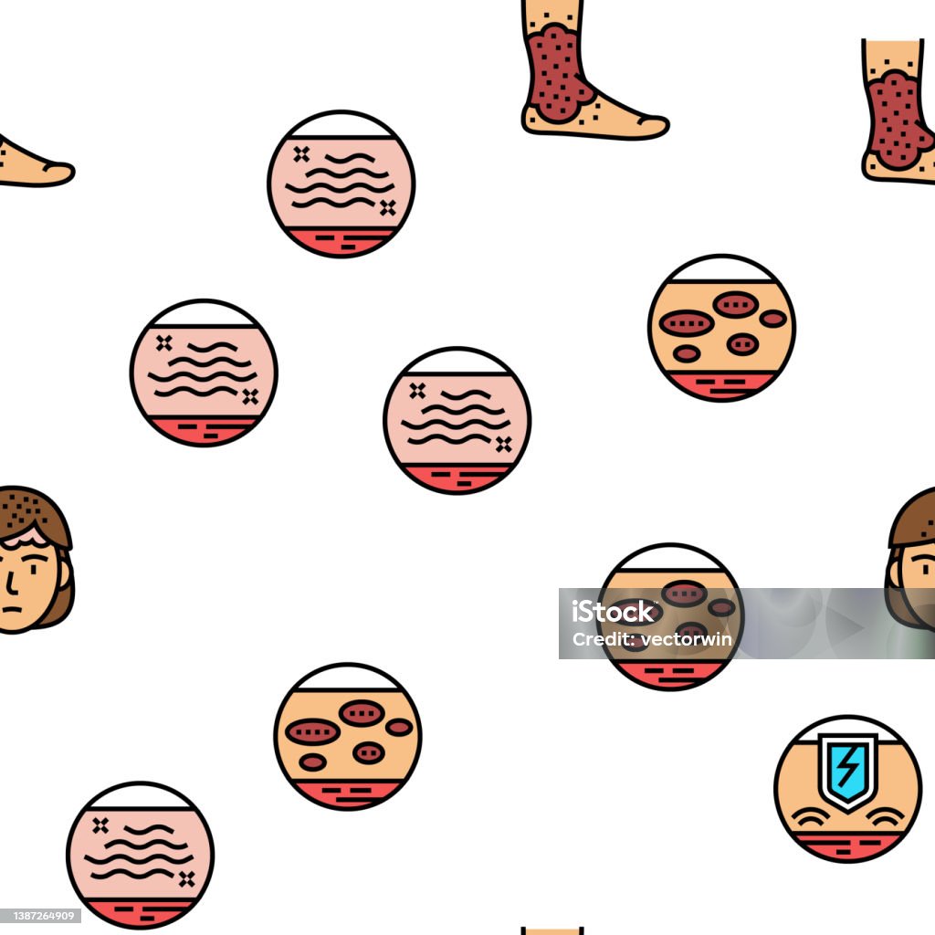 Eczema Disease Treat Vector Seamless Pattern Stock Illustration