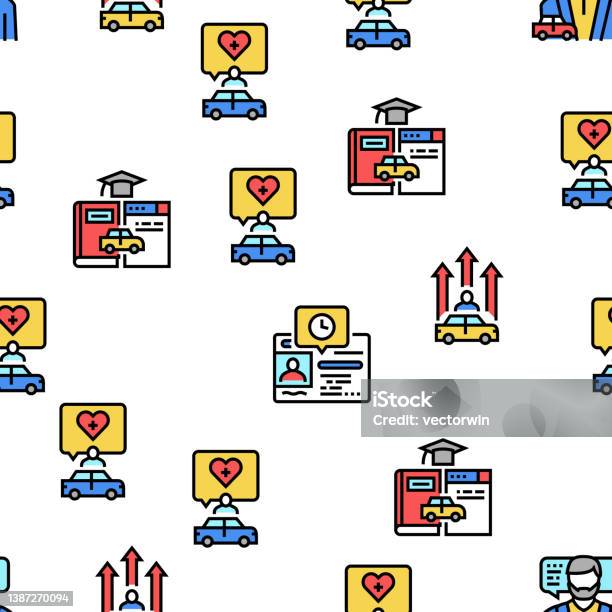 Driving School Lesson Vector Seamless Pattern Stock Illustration ... Driving School Lesson Vector Seamless Pattern Stock Illustration ...