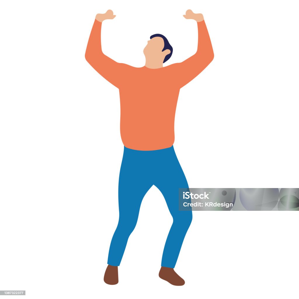Isolated Male Cartoon With Both Arms Up Vector Stock Illustration Download Image Now
