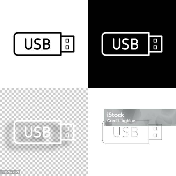 Clé Usb Icône Pour Le Design Arrièreplans Vides Blancs Et Noirs Icône