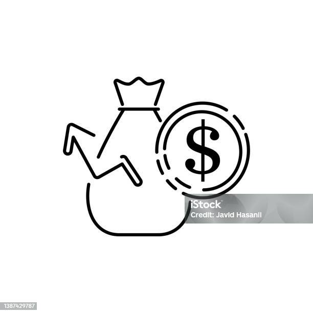 Icône Ou Logo De Sac Dargent Premium Dans Le Style De La Ligne Signe Et