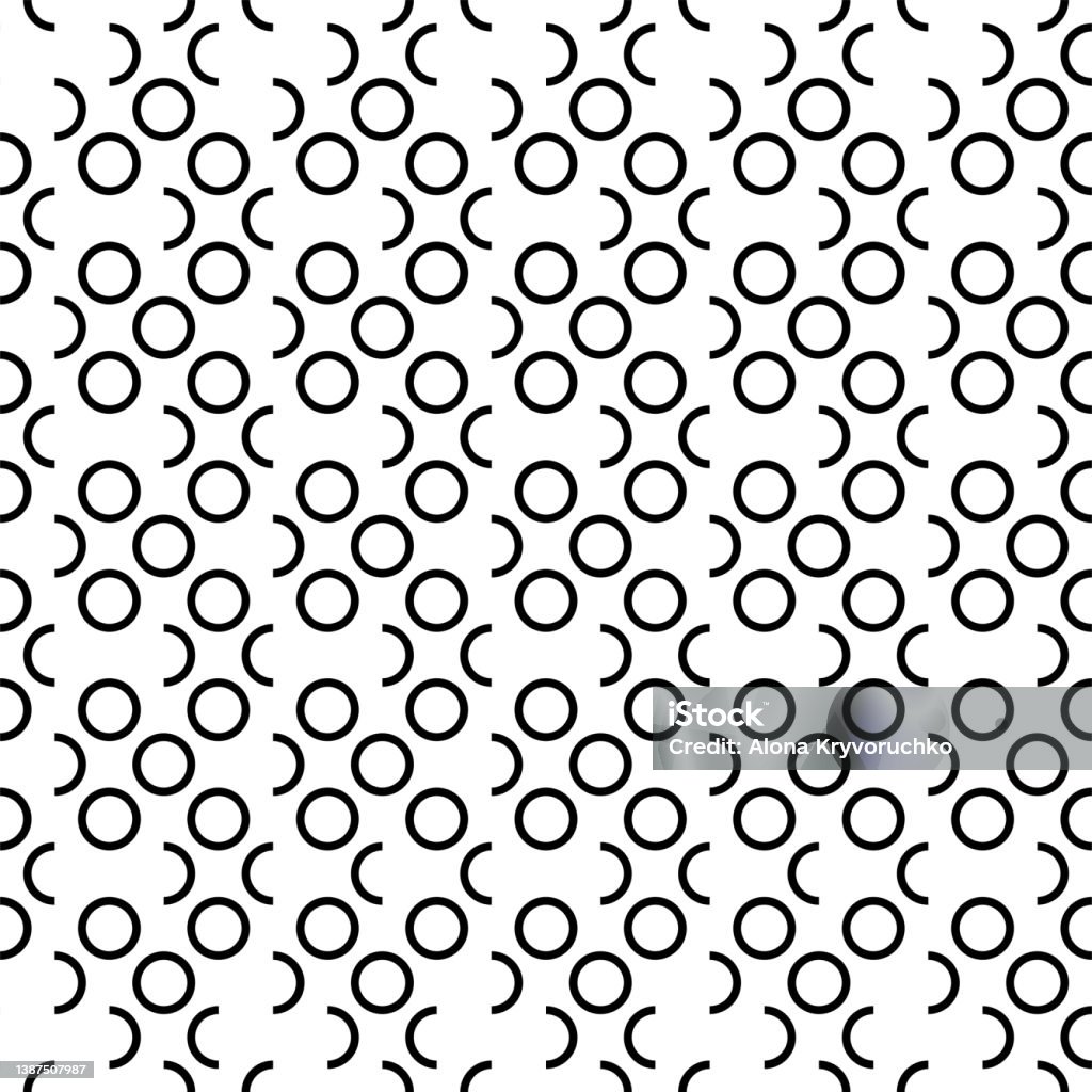 Ilustrasi Vektor Pola Mulus Geometris Lingkaran Kontur Dan Setengah