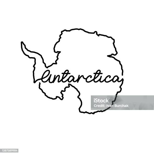 Carte De Contour De Lantarctique Avec Le Nom Manuscrit Du Pays Dessin