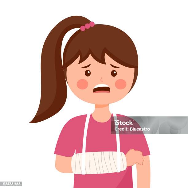 Gadis Dengan Lengan Patah Dalam Desain Datar Dengan Latar Belakang ... Gadis Dengan Lengan Patah Dalam Desain Datar Dengan Latar Belakang ...