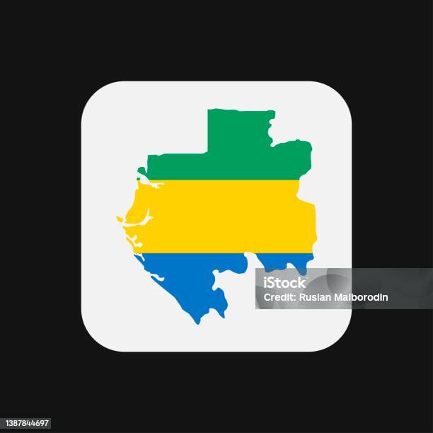 Ilustración De Silueta Del Mapa De Gabón Con Bandera Sobre Fondo Blanco