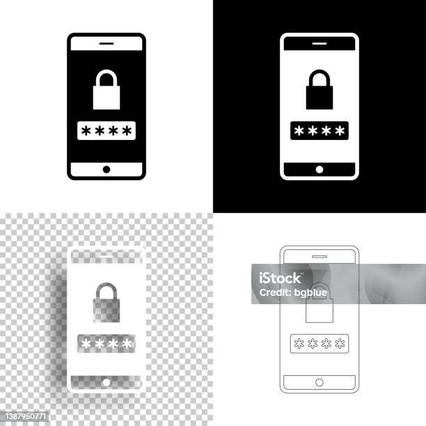 Vetores De Smartphone Com Senha Ícone Para Design Fundo Em Branco