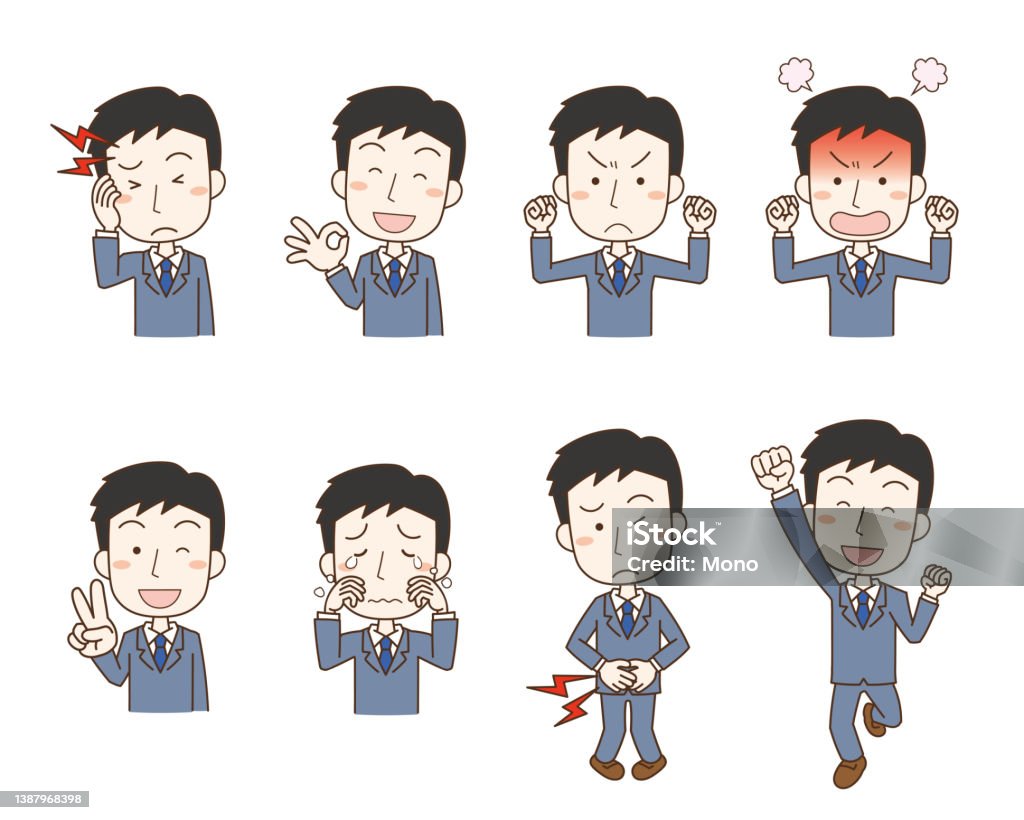 Ilustrasi Pose Ekspresi Wajah Set 2 Dari Seorang Pekerja Kantor Pria ... Ilustrasi Pose Ekspresi Wajah Set 2 Dari Seorang Pekerja Kantor Pria ...