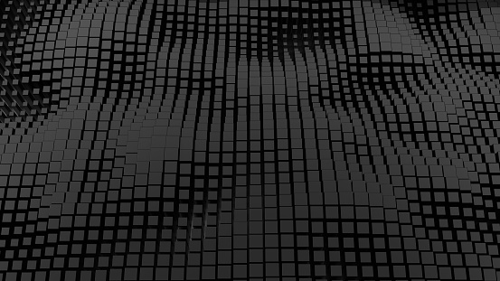 Abstract Background Of Random Black Cube Block Wave Pattern 3d