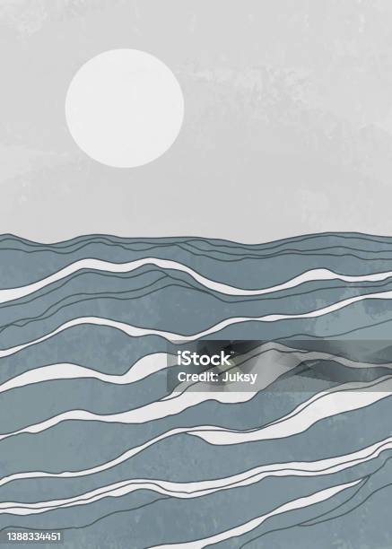Poster Boho Vektor Modern Abad Pertengahan Dengan Gelombang Laut Dan ... Poster Boho Vektor Modern Abad Pertengahan Dengan Gelombang Laut Dan ...