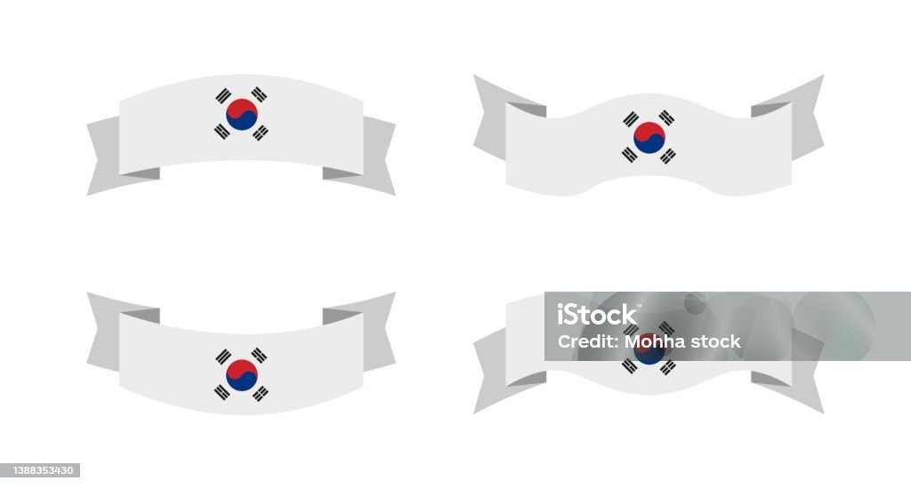 Illustration Of A South Korea Flag With A Ribbon Style South Korea Flag