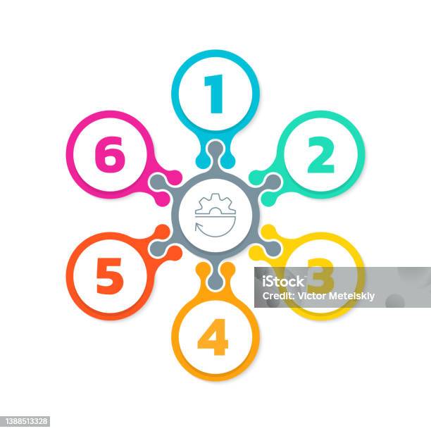 Modèle Dinfographie Circle Schéma En 6 Étapes Ou Parties Éléments De