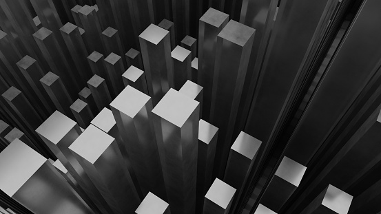 Abstract Background Of Random Black Cube Block Wave Pattern 3d