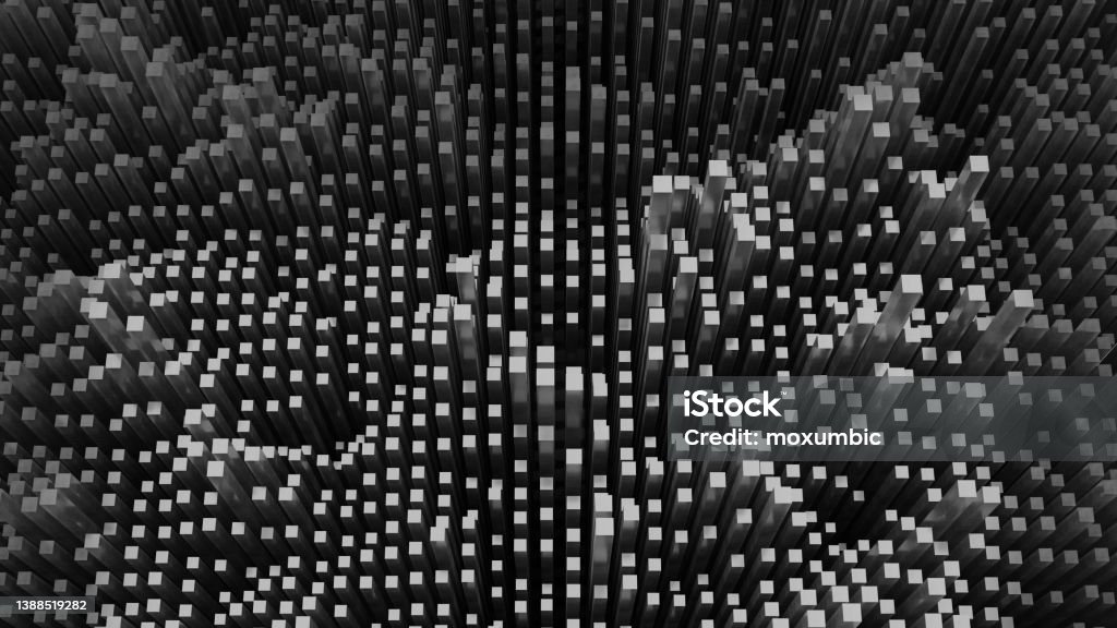 Abstract Background Of Random Black Cube Block Wave Pattern 3d