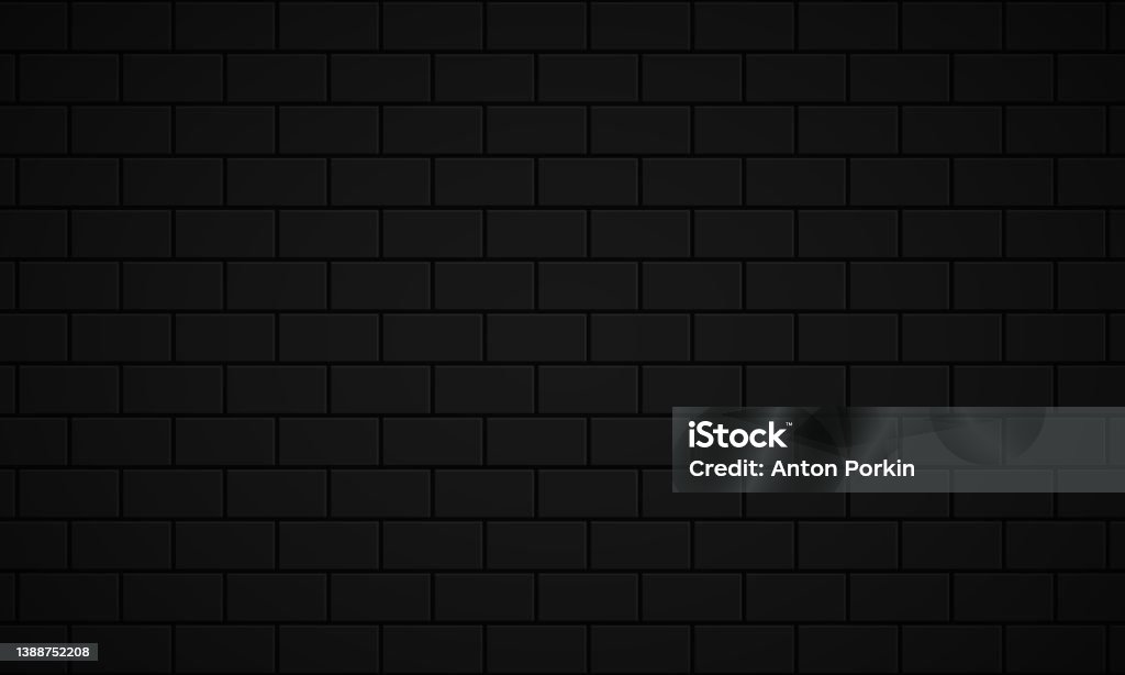 Brick Black Wall Texture Background Dark Brickwork Pattern Block Stone
