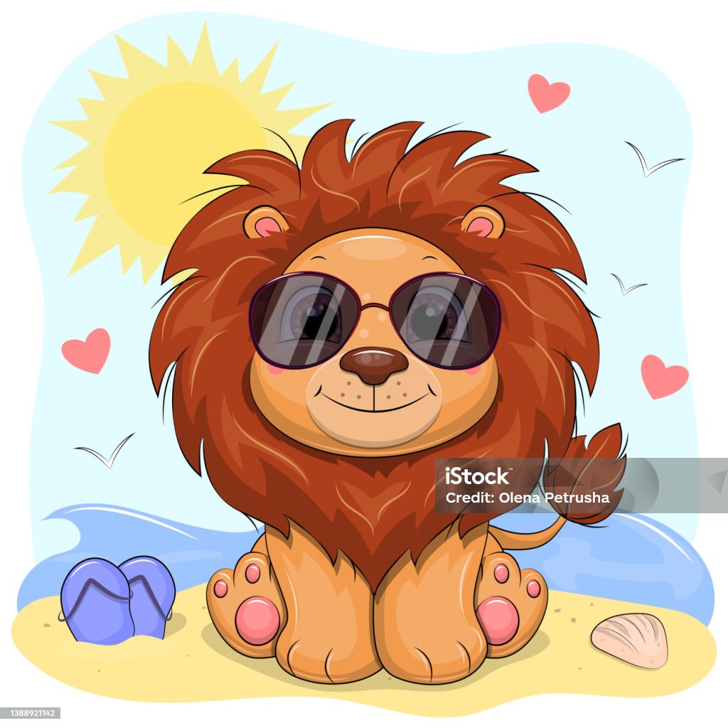 Singa Kartun Lucu Dengan Kacamata Hitam Di Pantai Ilustrasi Stok ... Singa Kartun Lucu Dengan Kacamata Hitam Di Pantai Ilustrasi Stok ...