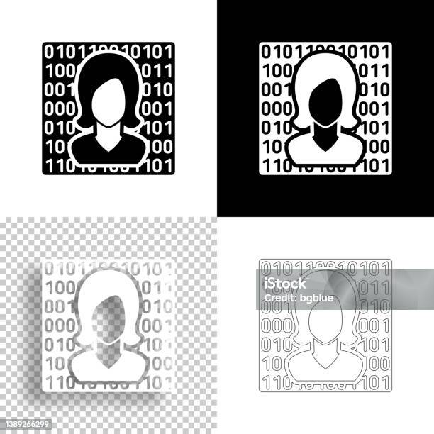 Visage Féminin Avec Code Binaire Icône Pour Le Design Arrièreplans