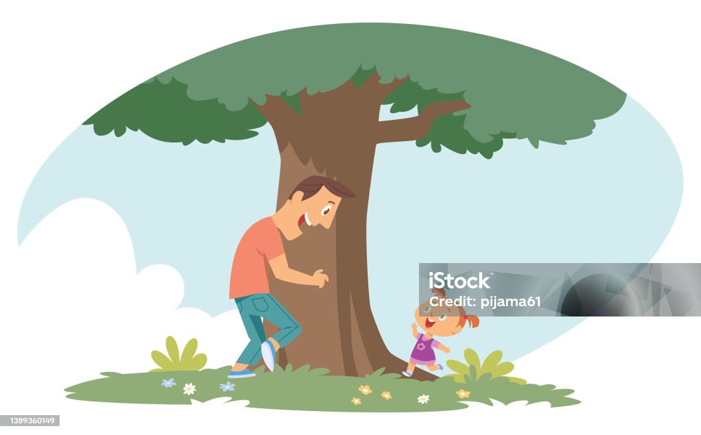 Selamat Ayah Dan Anak Memeluk Mencintai Pohon Bermain Petak Umpet Dan ... Selamat Ayah Dan Anak Memeluk Mencintai Pohon Bermain Petak Umpet Dan ...