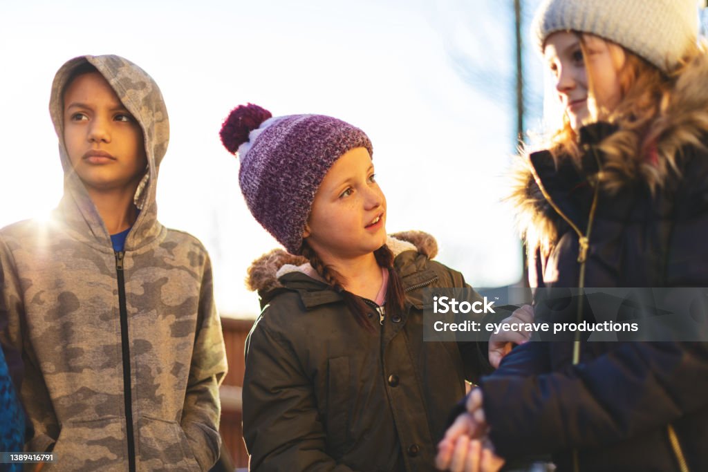Multiracial Group Of Preteens Male And Female Tweens Spending Time Together Outdoors Photo
