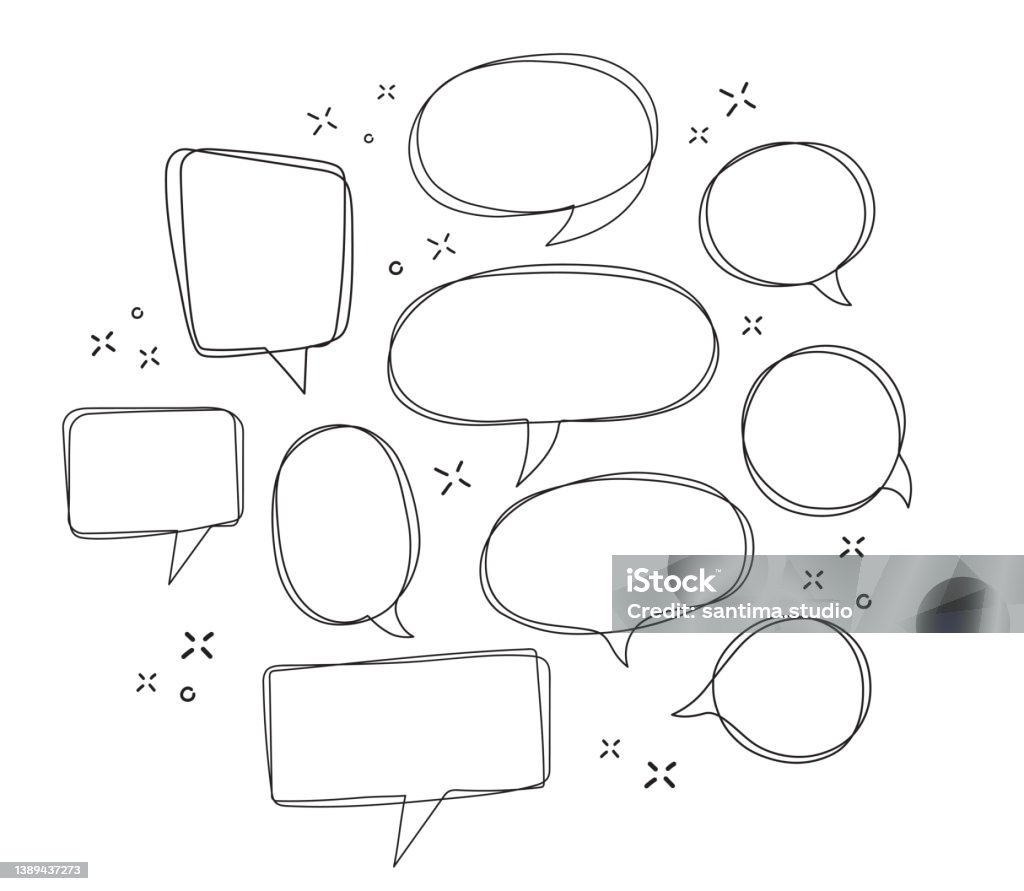 Ilustración De Burbujas De Habla Dibujadas A Mano Ilustración Vectorial