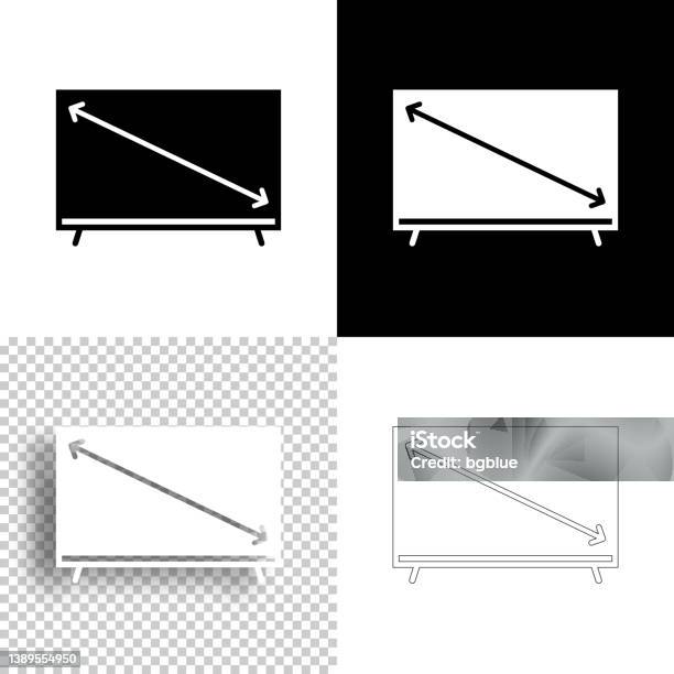 Tv Screen Size Icon For Design Blank White And Black Backgrounds Line