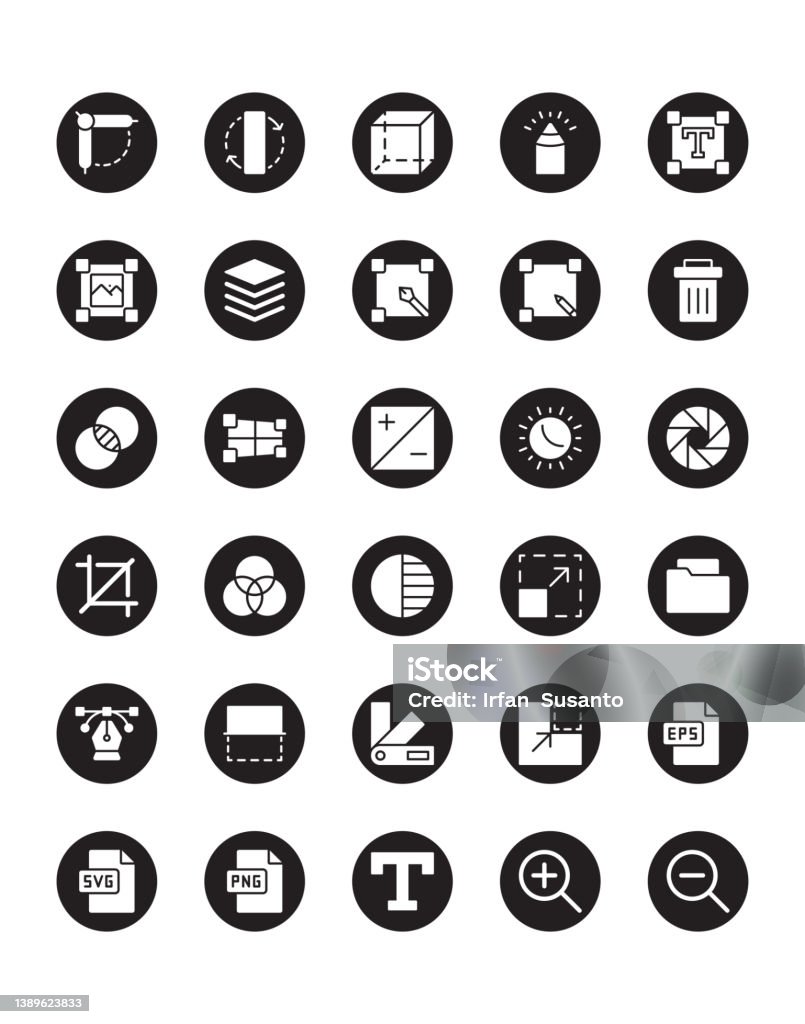 Graphic Designe Icon Set 30 Isolated On White Background Stock