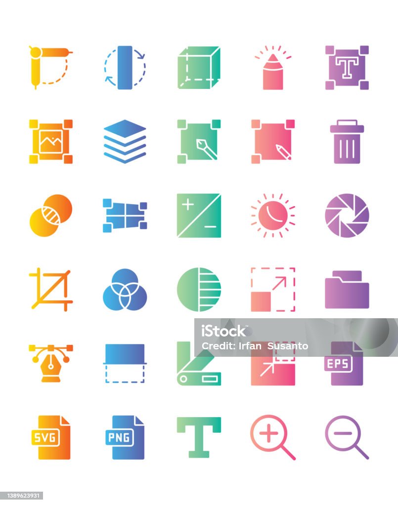 Graphic Designe Icon Set 30 Isolated On White Background Stock