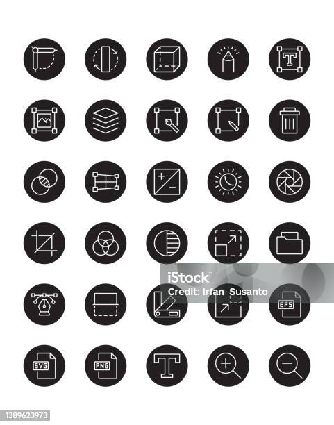 Graphic Designe Icon Set 30 Isolated On White Background Stock