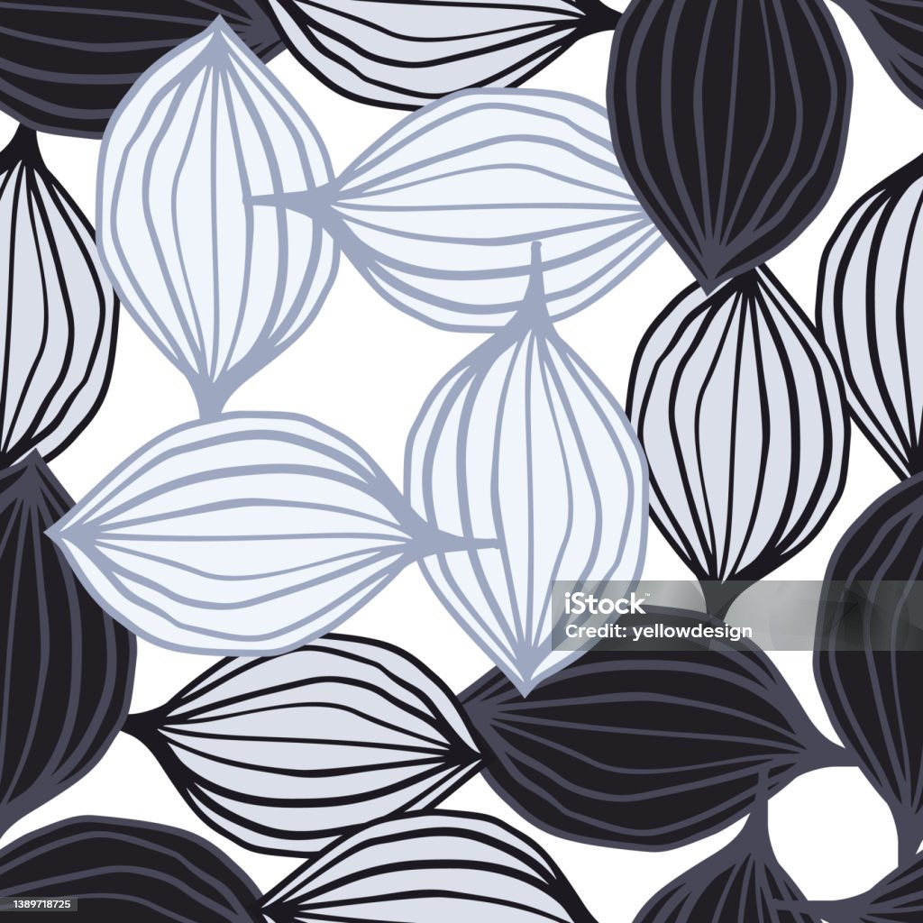 Exotic Outline Leaves Seamless Pattern Abstract Floral Background Stock