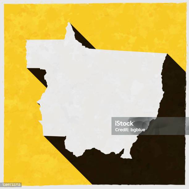 Carte Du Mato Grosso Avec Longue Ombre Sur Fond Jaune Texturé Vecteurs