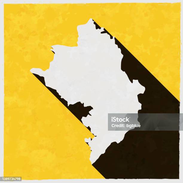 Carte Du Hautkarabakh Avec Une Longue Ombre Sur Fond Jaune Texturé
