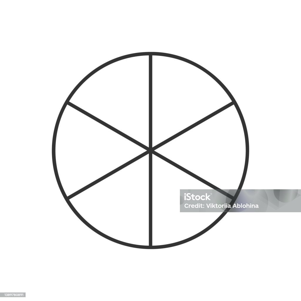 Cercle Divisé En 6 Segments Isolés Sur Fond Blanc Forme Ronde De Tarte