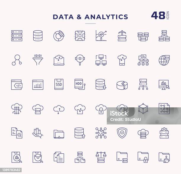 Data Analytics Editable Stroke Line Icons Stock Illustration Download