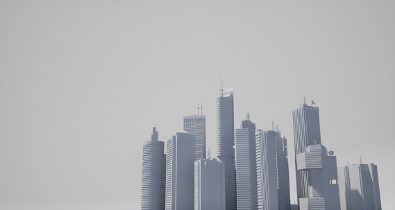 Model 3d Pemandangan Kota Modern Abstrak Foto Stok Unduh Gambar