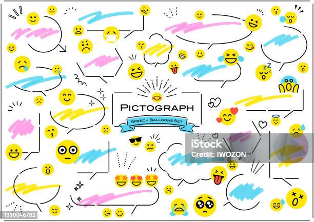 Jeu Dicônes De Pictogrammes Expressifs Et Simples Vecteurs Libres De