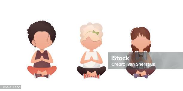 Gadisgadis Kecil Duduk Dalam Posisi Lotus Meditasi Anakanak Vektor Atur ... Gadisgadis Kecil Duduk Dalam Posisi Lotus Meditasi Anakanak Vektor Atur ...