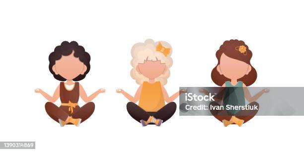 Gadisgadis Kecil Duduk Dalam Posisi Lotus Anakanak Yoga Gaya Kartun ... Gadisgadis Kecil Duduk Dalam Posisi Lotus Anakanak Yoga Gaya Kartun ...