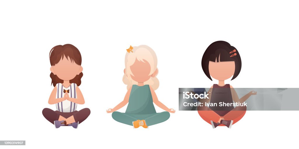 Gadisgadis Kecil Duduk Dalam Posisi Lotus Anakanak Yoga Ilustrasi ... Gadisgadis Kecil Duduk Dalam Posisi Lotus Anakanak Yoga Ilustrasi ...