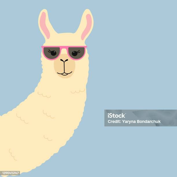 Cute Llama Head Funny Alpaca With Sunglasses Stock Illustration Download Image Now Alpaca