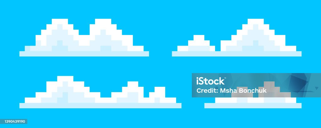 Set Awan Piksel 8bit Gaya Video Game Ilustrasi Vektor Ilustrasi Stok ... Set Awan Piksel 8bit Gaya Video Game Ilustrasi Vektor Ilustrasi Stok ...