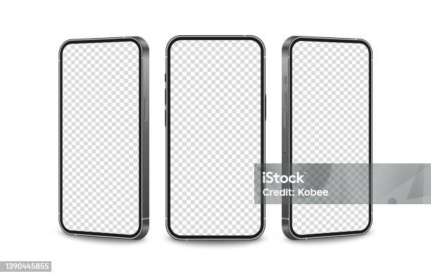 Vektor Set Mockup Telepon Dari Sudut Yang Berbeda Mockup Ponsel