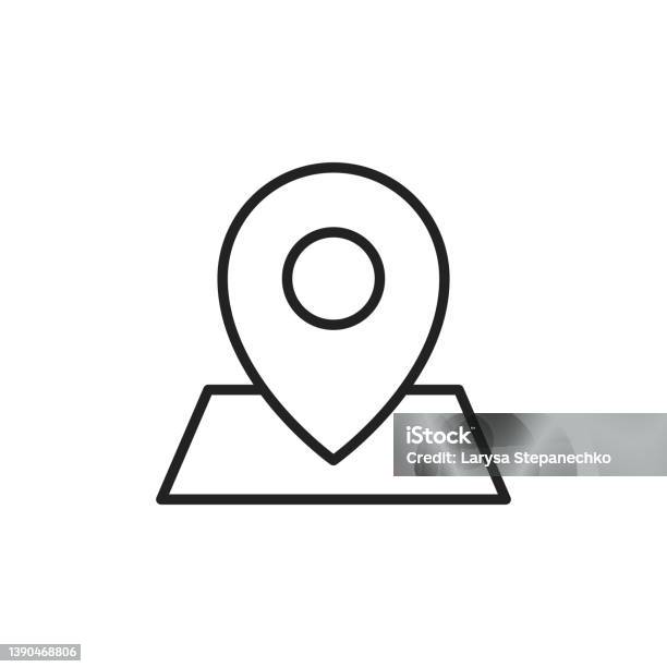 Point De Navigation Sur Licône De Ligne Mince De La Carte Symbole