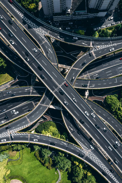 Free Stock Photo of Aerial View of Highway Intersection in Urban City ...