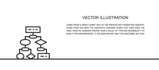 Vector Algorithm Coding Block Schemes One Line Icon Continuous One Line Illustration Stock