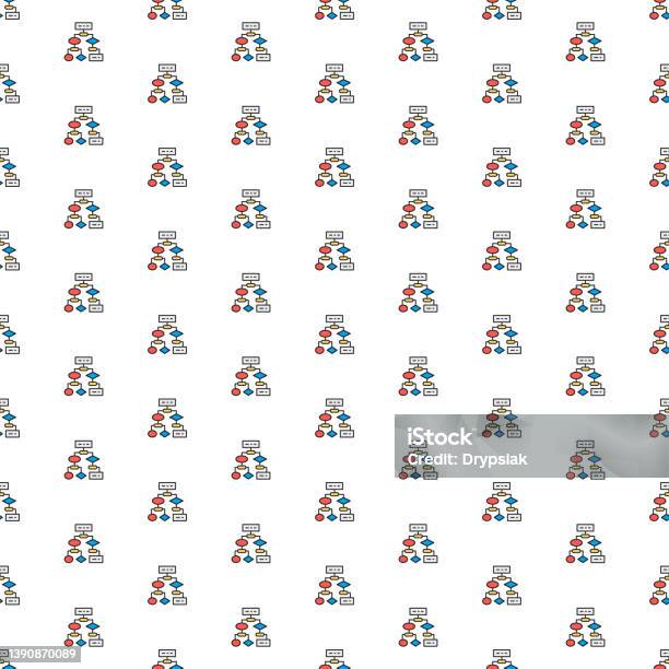 Vector Algorithm Coding Block Schemes Pattern With Various Icons Symbol