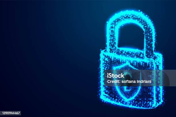 Kunci Keamanan Gembok Lubang Kunci Cyber Garis Bentuk Dan Segitiga