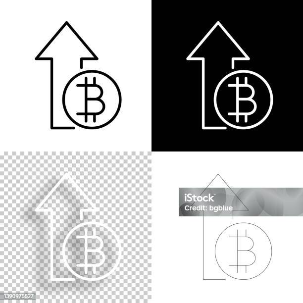 Bitcoin Augmenter Icône Pour Le Design Arrièreplans Vides Blancs Et